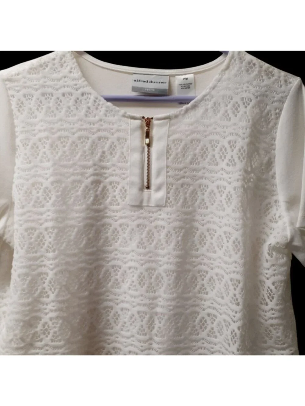 Alfred Dunner | Tops | Alfred Dunner Womens Blouse Pm White Total Lace ...